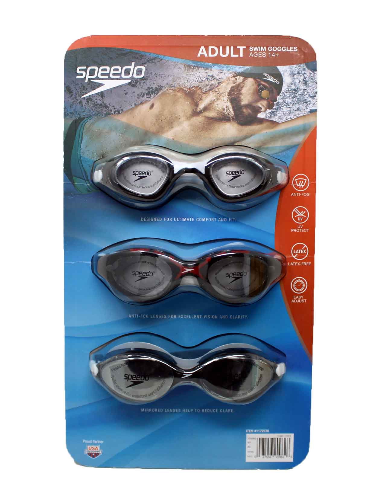 Speedo Adult Swim Goggles Assorted 3 Pack - Walmart.com