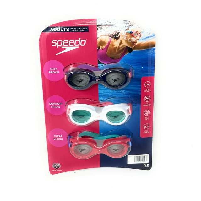 Speedo Adults Ultra-Soft UV Protection Anti-Fog Swim Goggles Triple ...