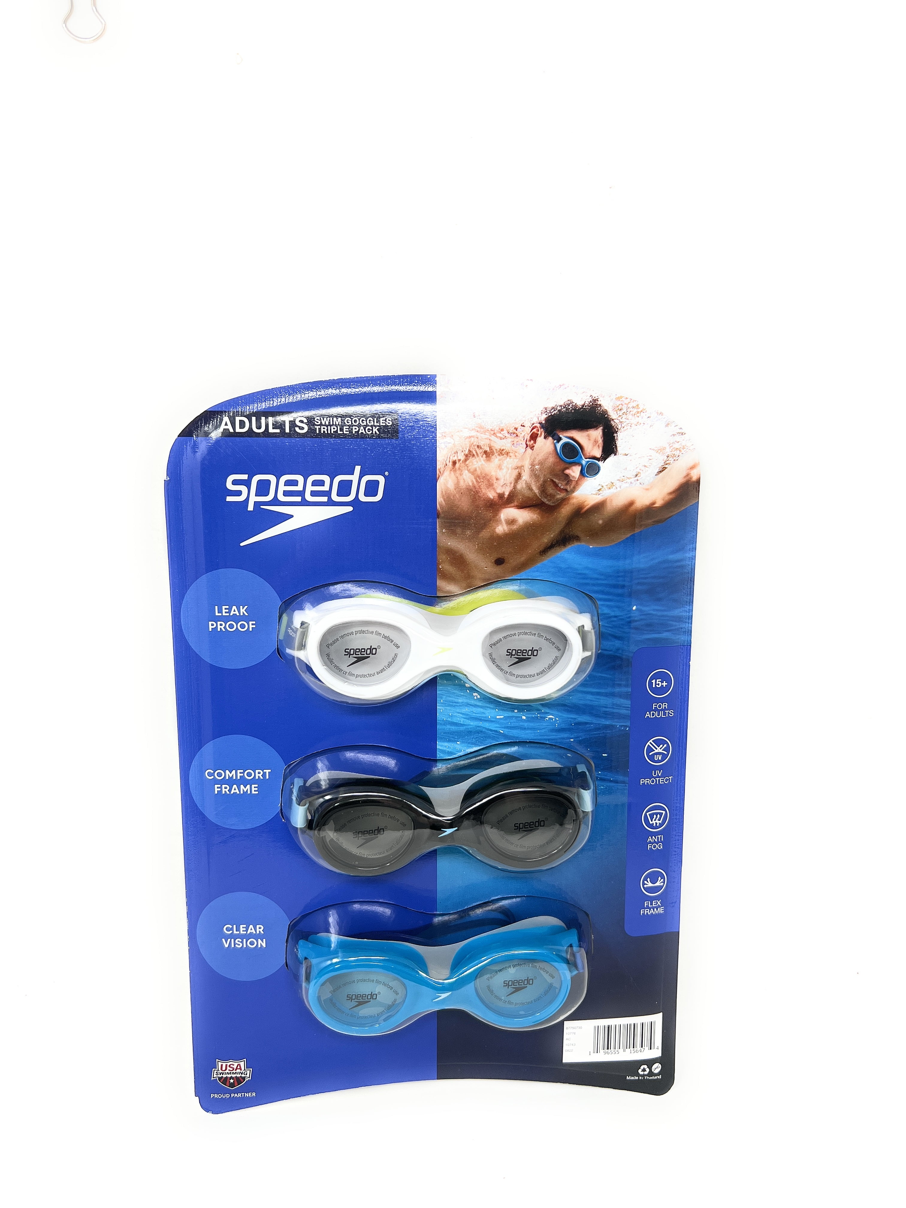 Multipack Speedo Adult Swim Goggles for Teens - White, Black, Blue ...