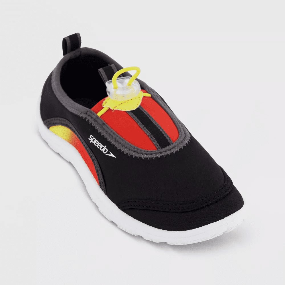 Speedo Boys' Shoes Slip-Resistant, Round Toe Black-Steel Gray W/Orange ...