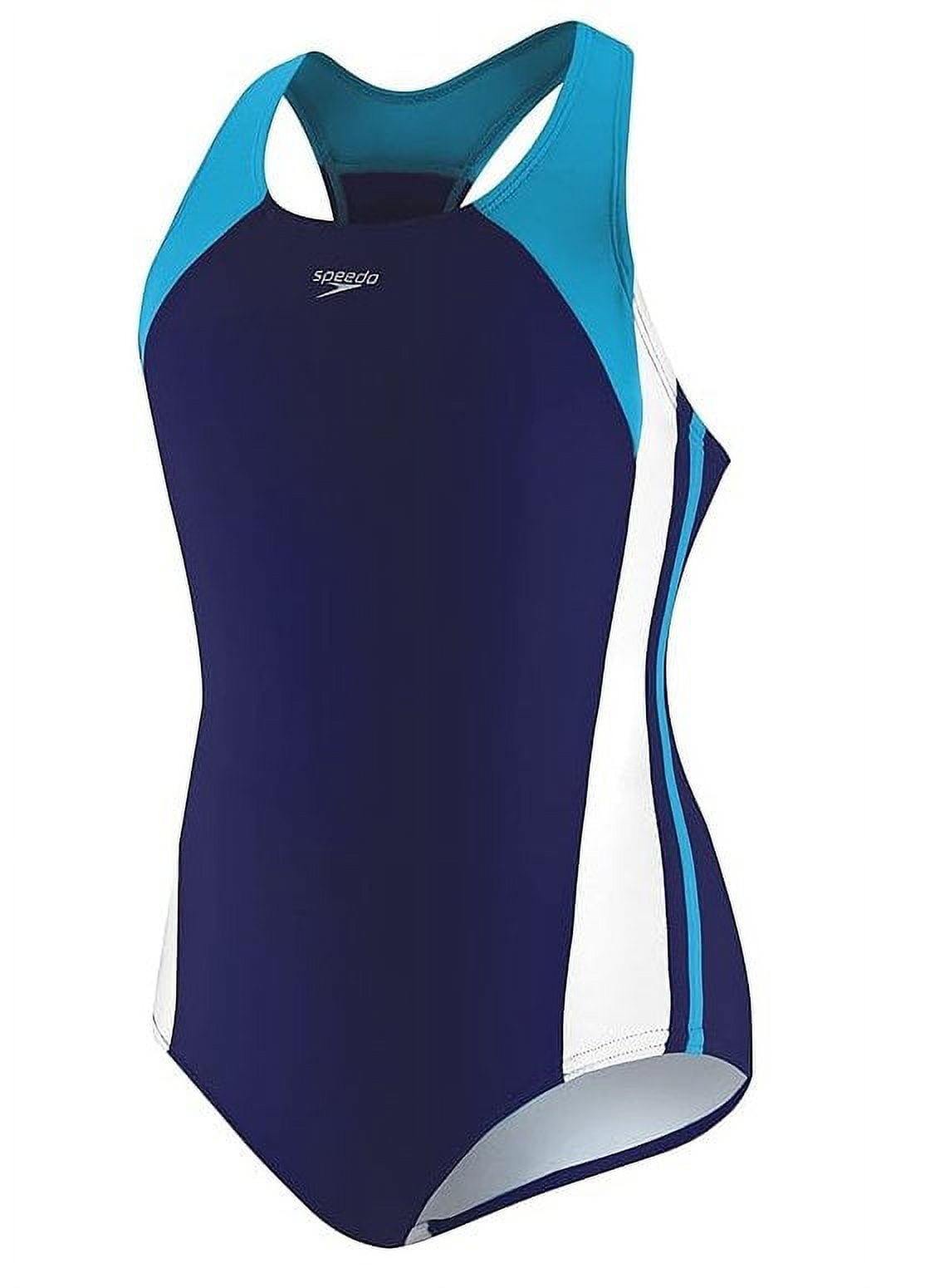 Speedo Girls Swimsuit One Piece Infinity Splice Thick Strap Blue