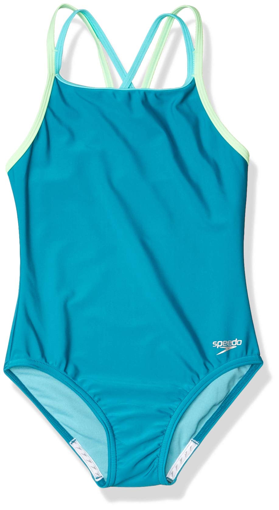 Speedo Girl's Swimsuit One Piece Solid Cross Back Multi Straps ...