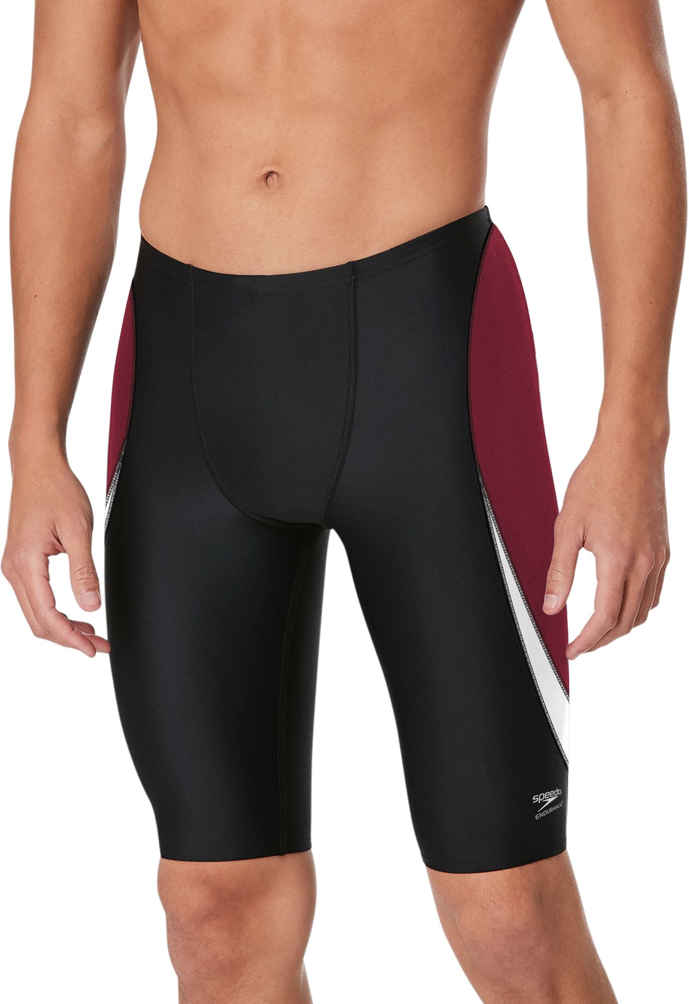 Speedo Men's Edge Splice Jammer Swimsuit (Black/Maroon, 22) - Walmart.com