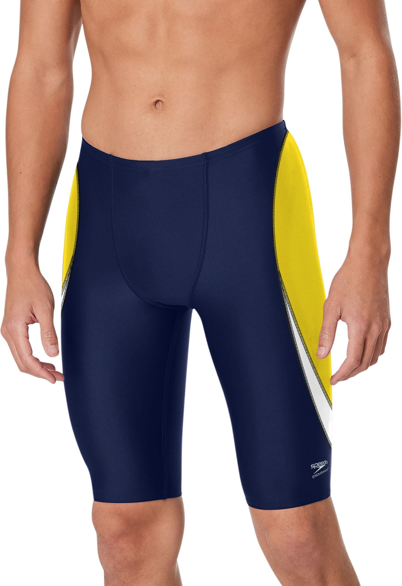 Speedo Men's Edge Splice Jammer Swimsuit (Navy/Gold, 32) - Walmart.com