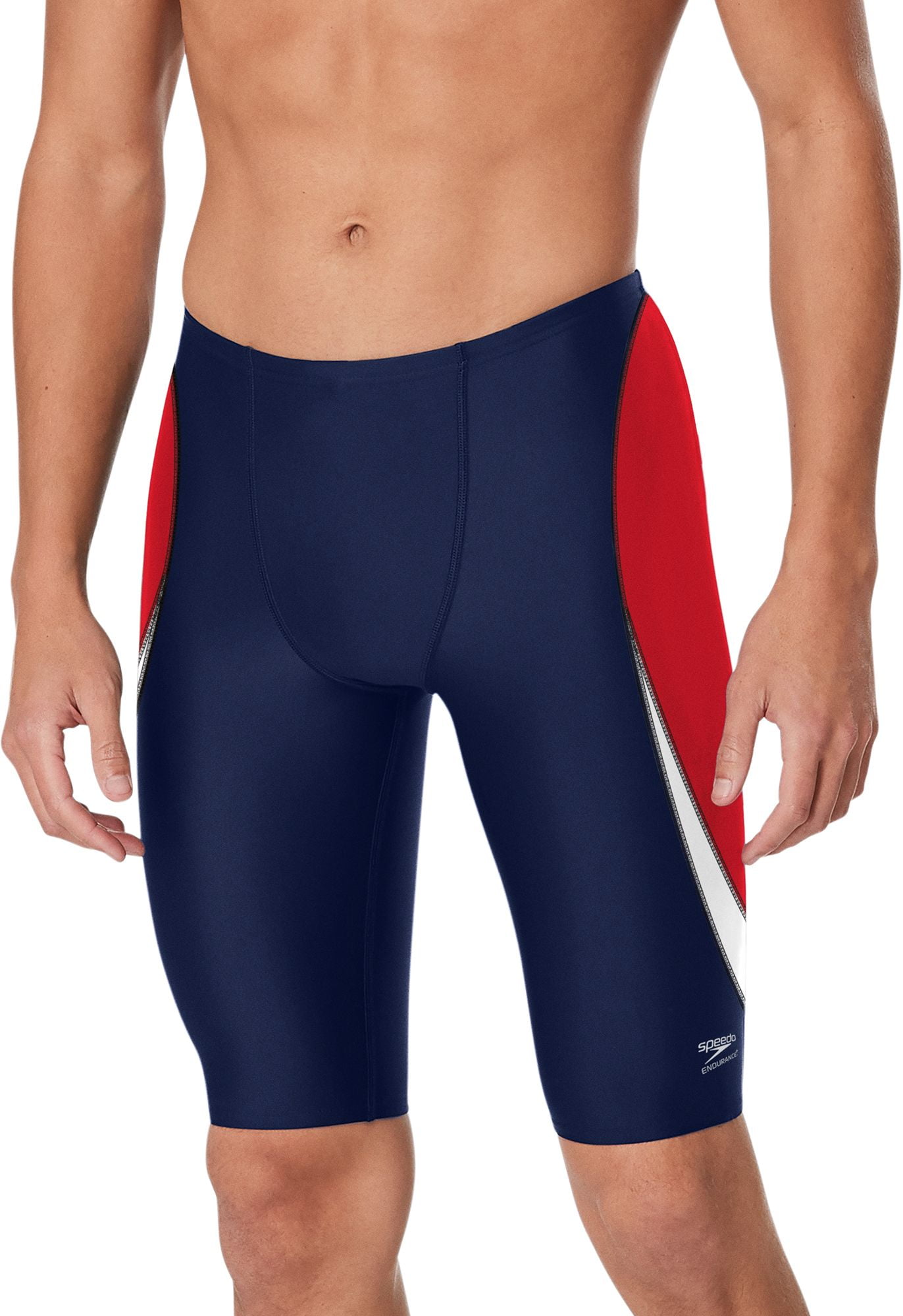 Speedo Men's Edge Splice Jammer Swimsuit (Navy/Red, 36) - Walmart.com