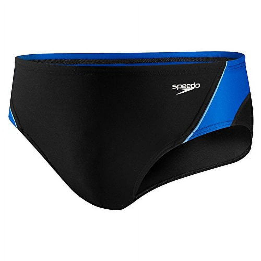 Speedo Men's Launch Splice Brief Black/Blue Swimsuit Bottoms 26 ...
