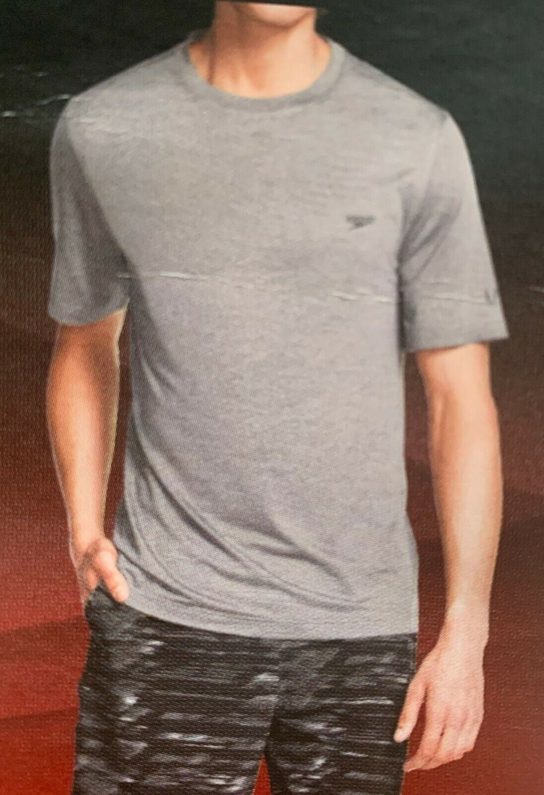 Speedo Men's Shirt Block the Burn Swim Tee Shirt Polyester Gray size ...