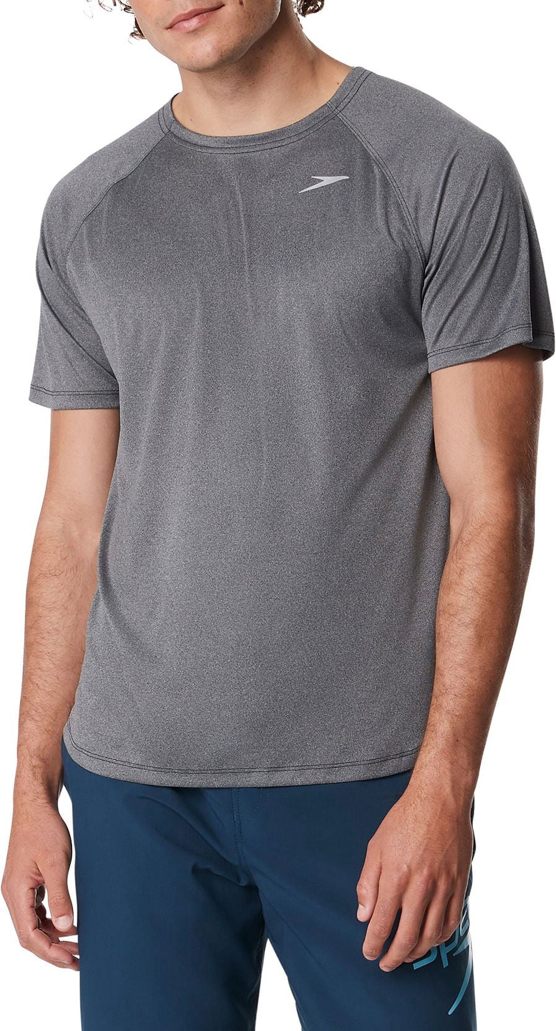 Speedo Men's Short Sleeve Swim T-Shirt (Black Heather, S) - Walmart.com