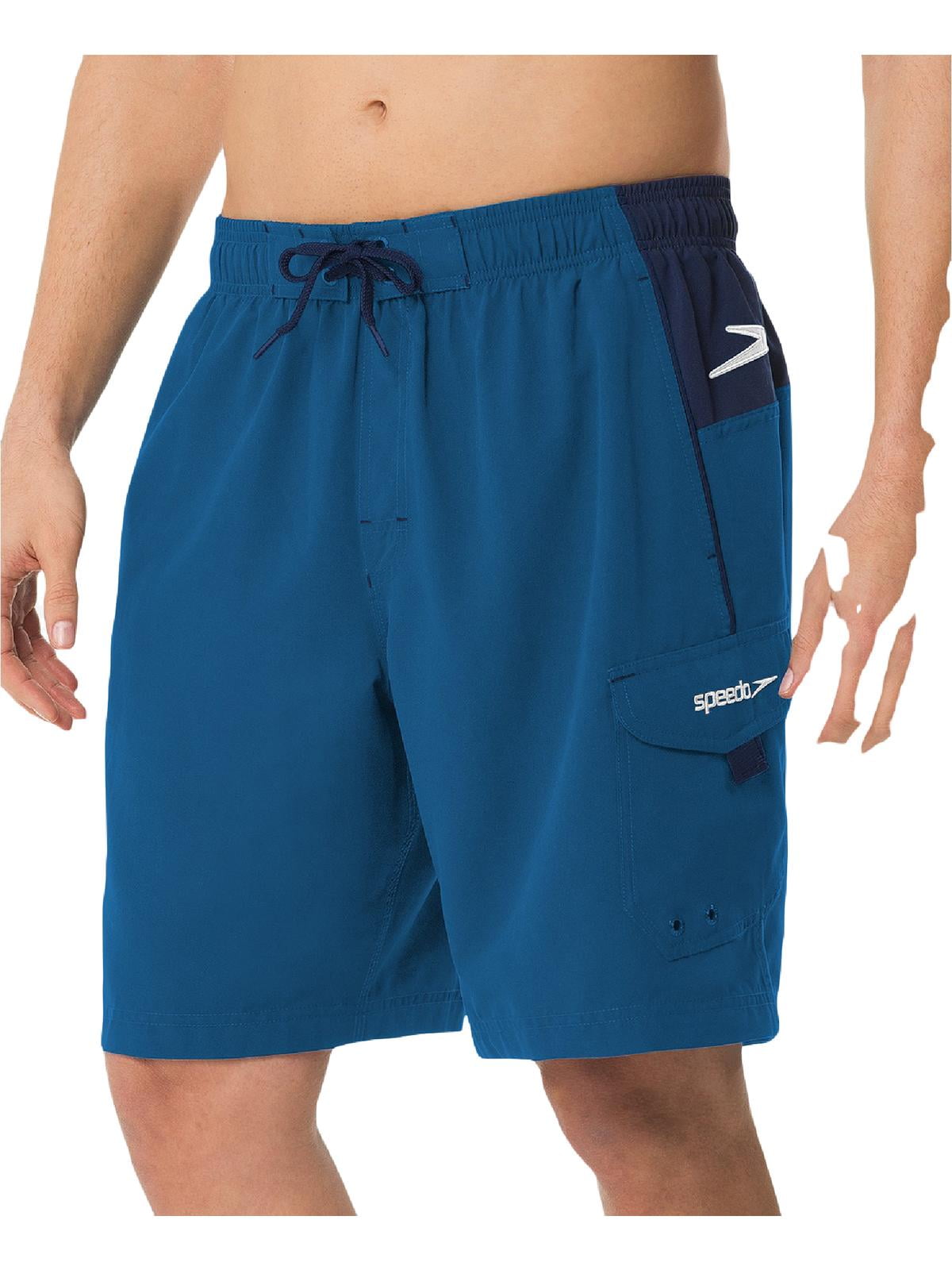 Speedo Mens Contrast Trim Mesh Inset Swim Trunks Blue L - Walmart.com