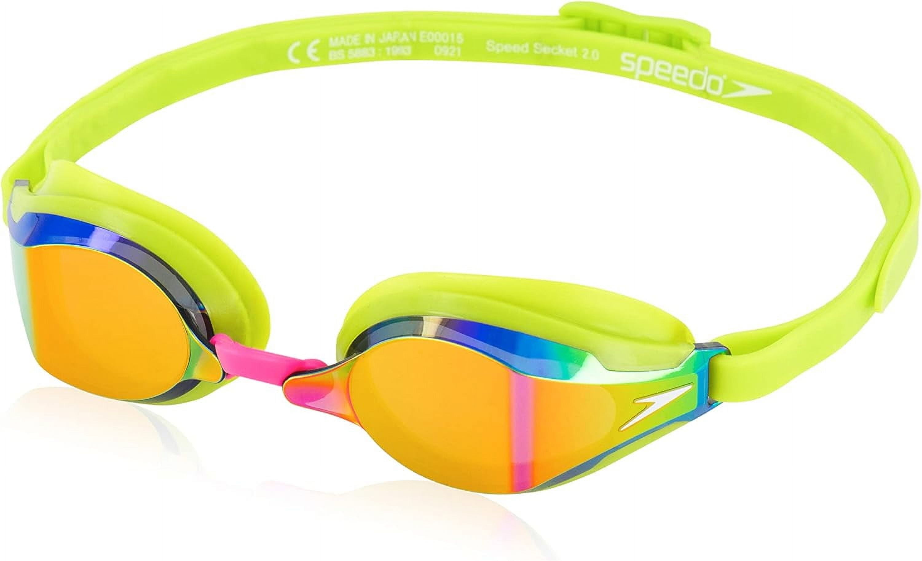 Speedo Speed Socket 2.0 Swim Goggle, Lime Green/Smoke/Ablaze Mirrored ...
