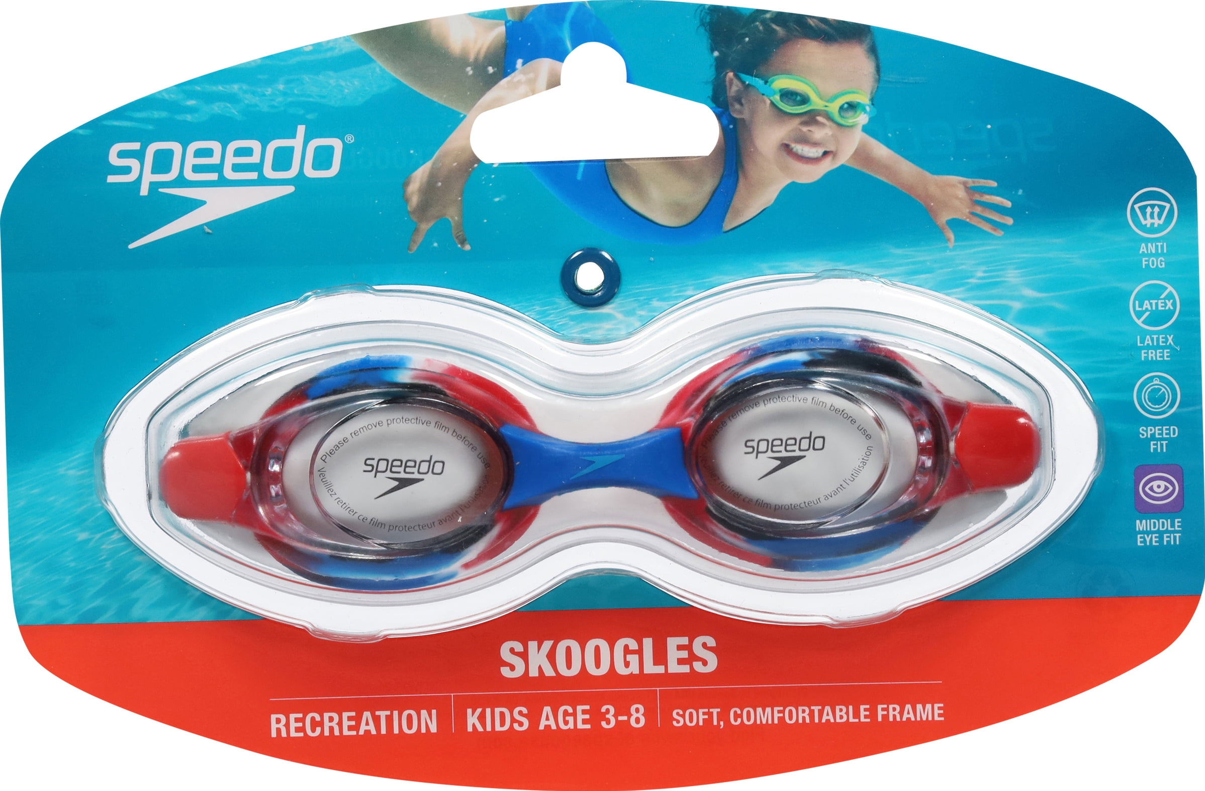Speedo Unisex-Child Swim Goggles Skoogle Ages 3 - 8,Red/White/Blue ...