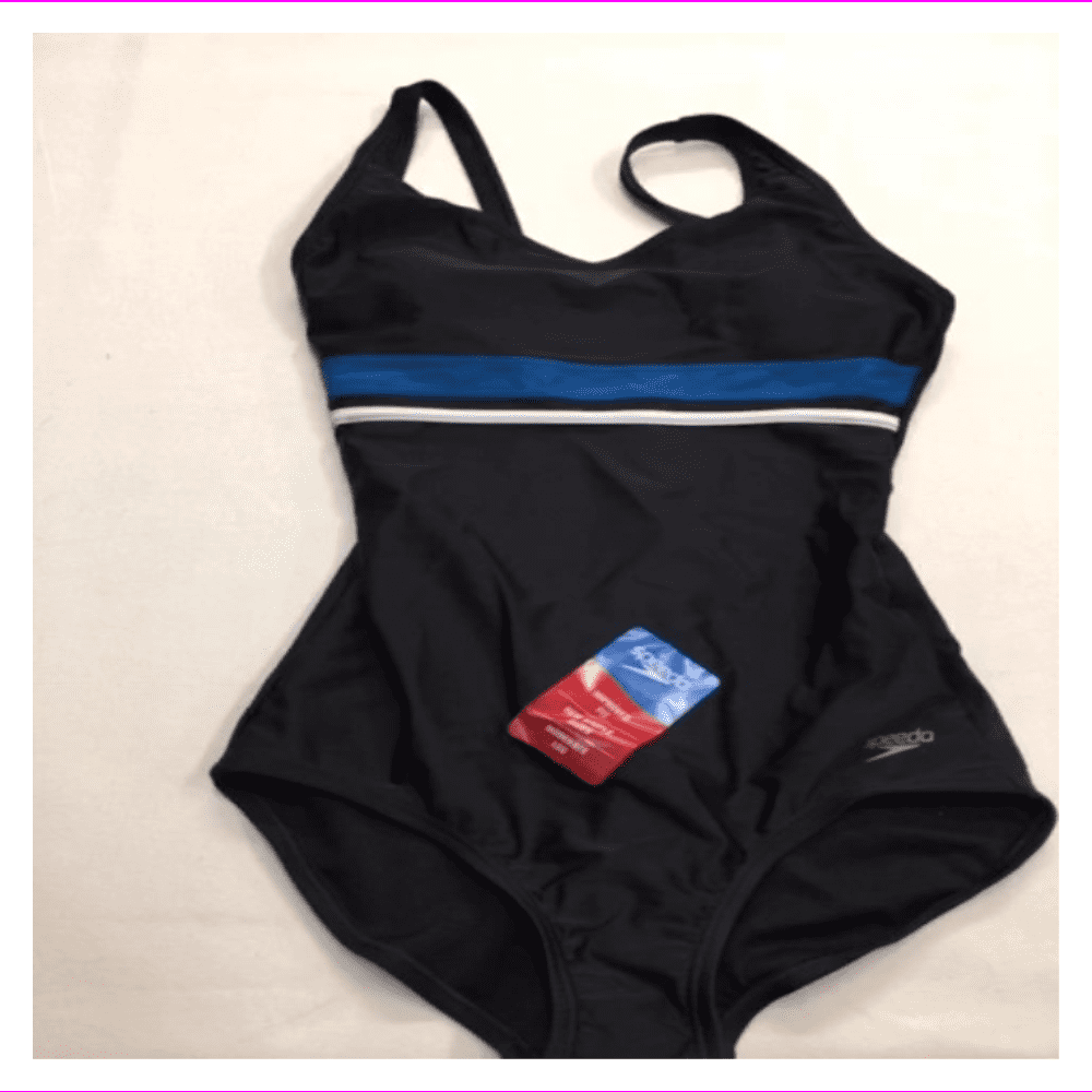 Speedo Women's Empire Splice Modest coverage One Piece Logo Swimsuit S ...