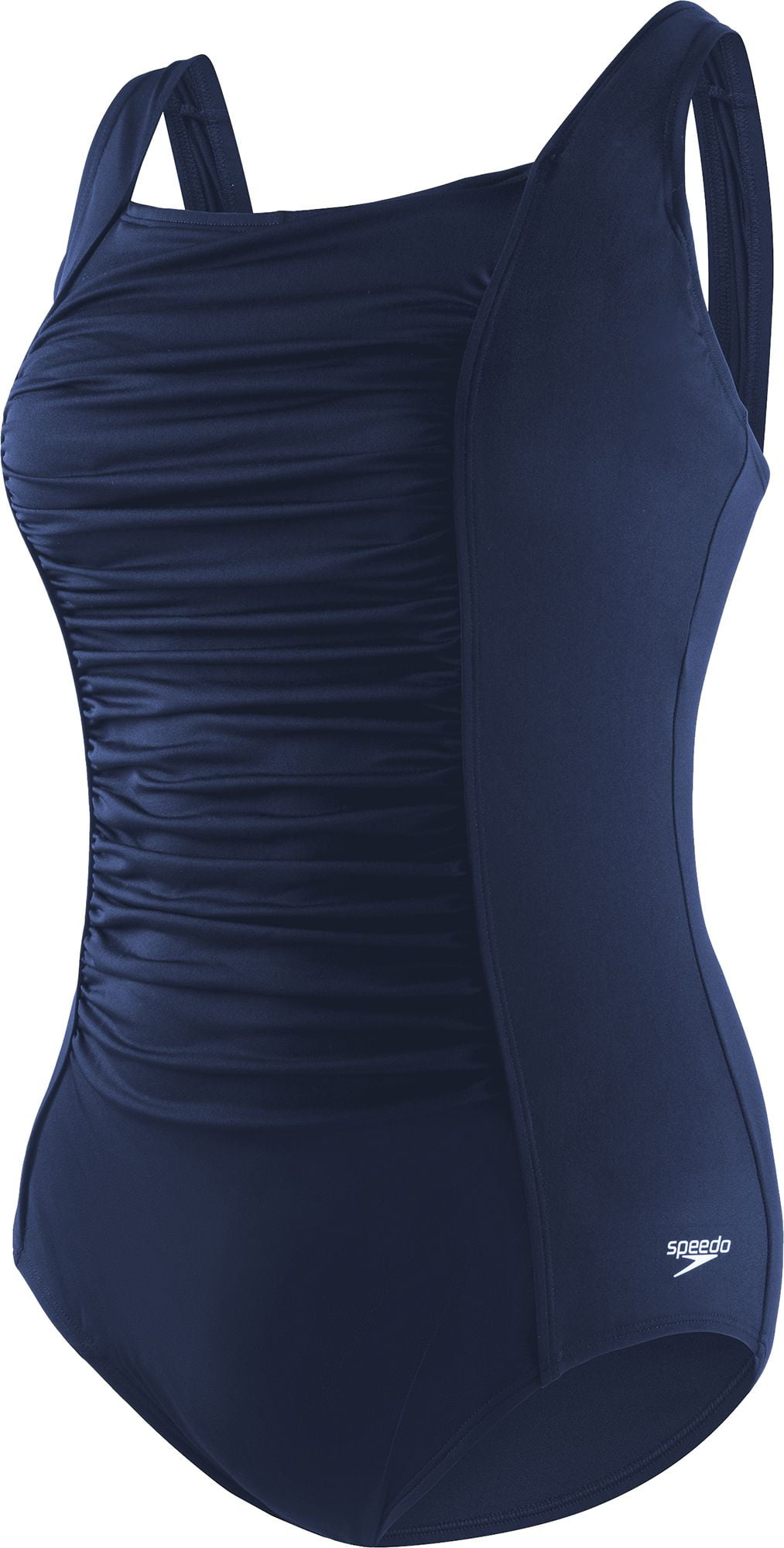 Speedo Women's Plus Solid Shirred One Piece Tank Swimsuit (Speedo Navy ...