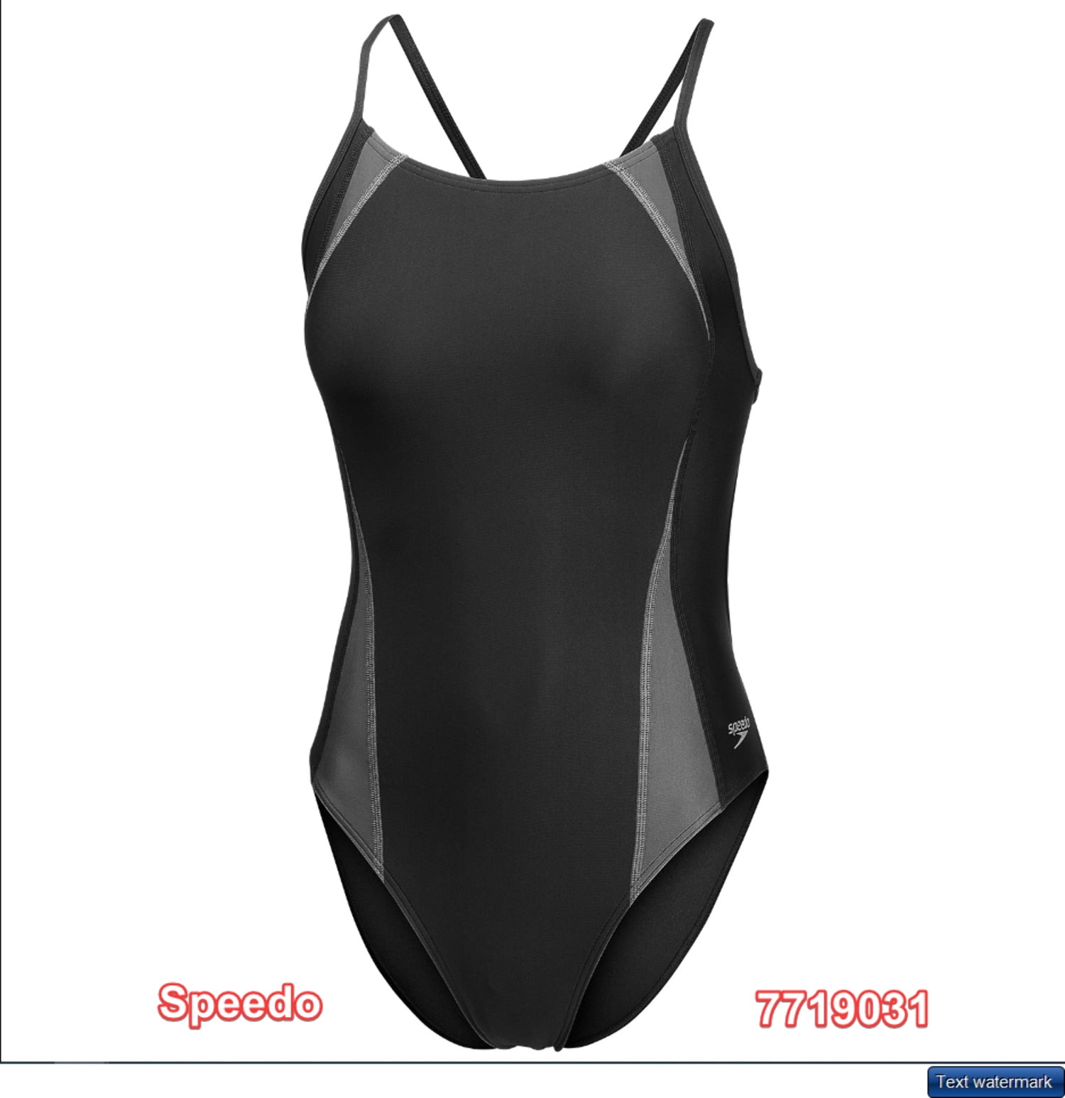 Speedo Womens Flipback Splice Black/Gray Competition One-Piece Swimsuit ...