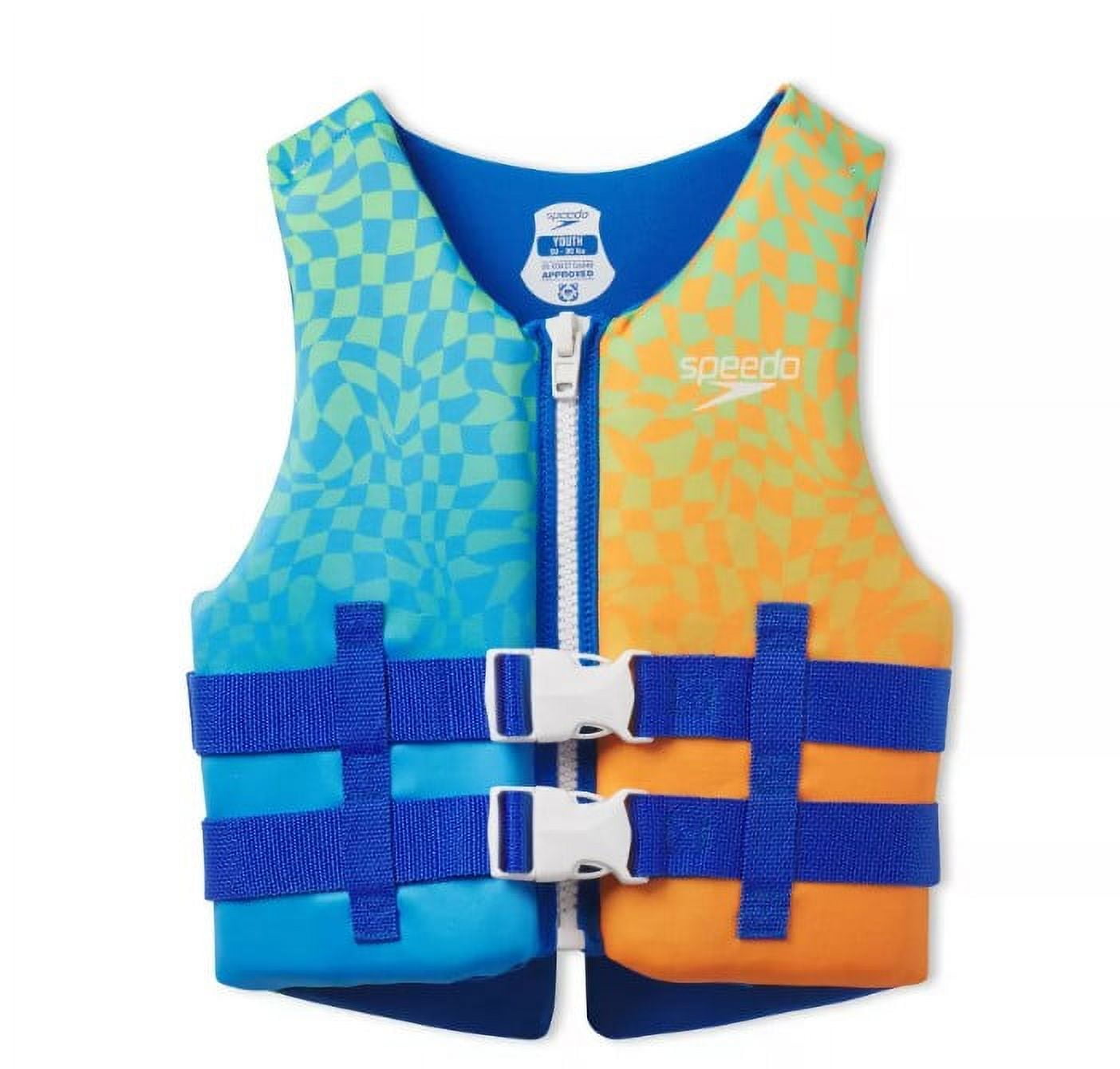 Speedo Youth Life Jacket Vest, Checkered Design, Nylon, Zipper Buckle ...