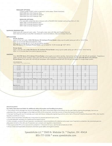 Speedokote SS-2790W-Q/SS-2790A-8 Super Fill High Build Primer WHITE ...