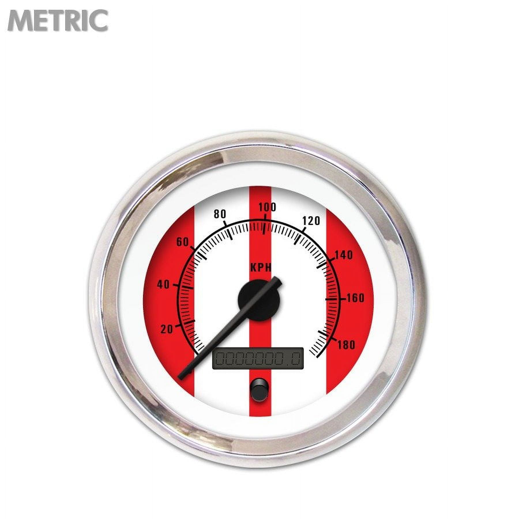 Speedometer Gauge - Metric Cobra Red , Black Modern Needles, Chrome ...