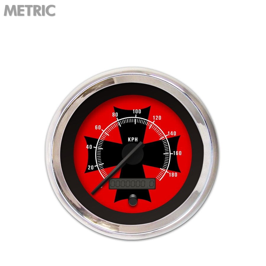 Speedometer Gauge - Metric Iron Cross Red , Black Modern Needles ...
