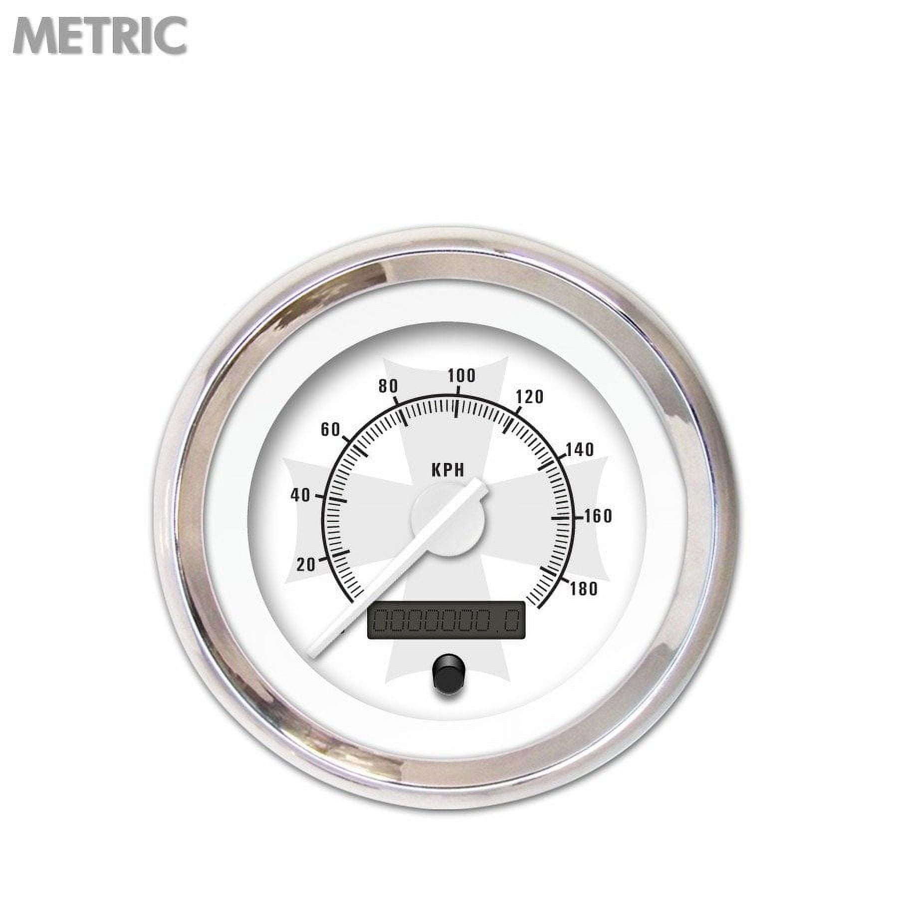 Speedometer Gauge-Metric Iron Cross White White Modern Needles Chrome ...