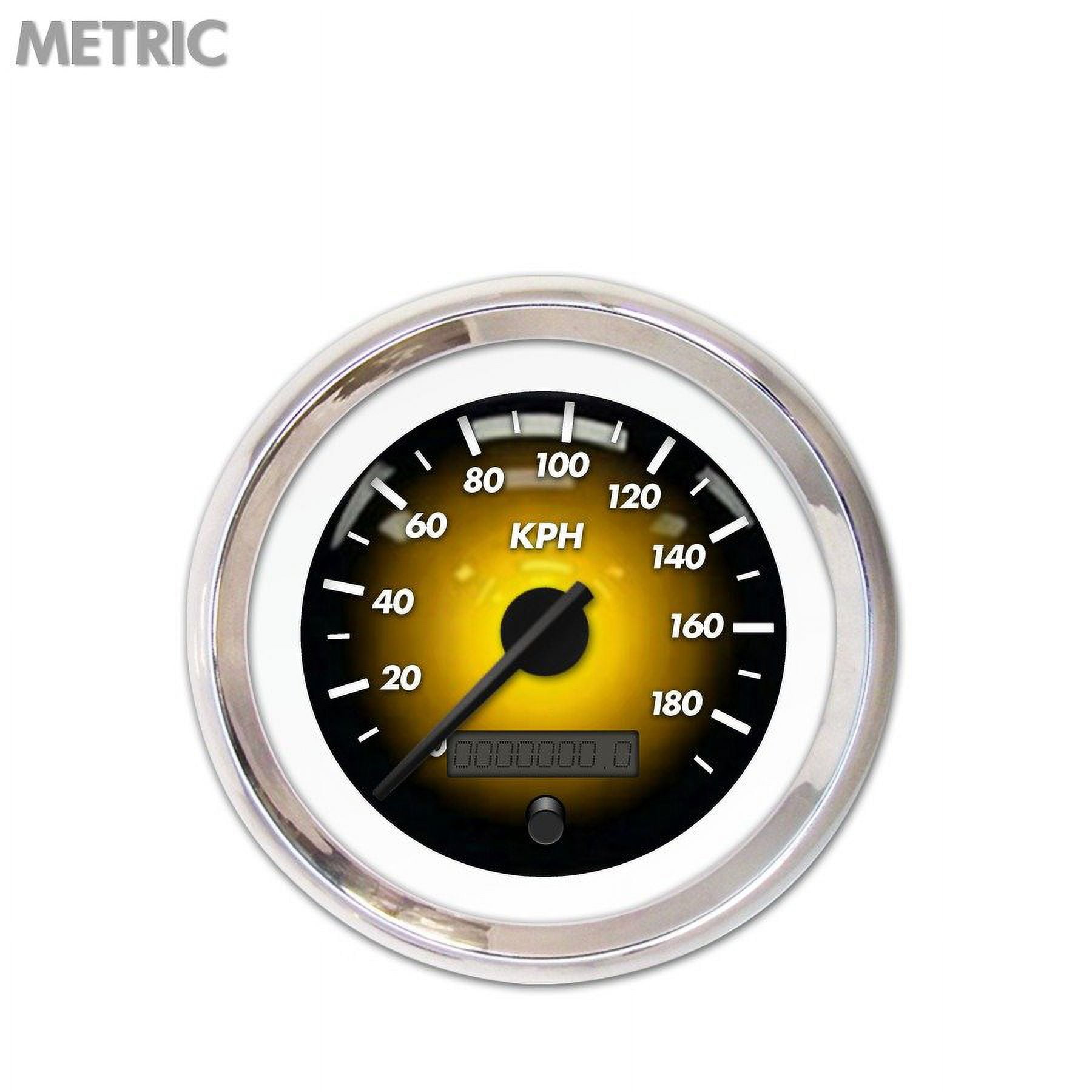 Speedometer Gauge - Metric Pulsar Amber, Black Modern Needles, Chrome ...