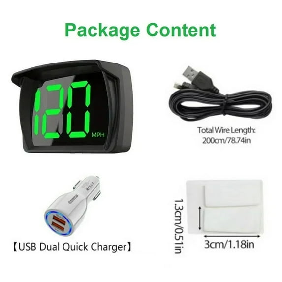 Speedometer HUD GPS Digital Speed Meter with MPH USB Cable Plug & Play ...