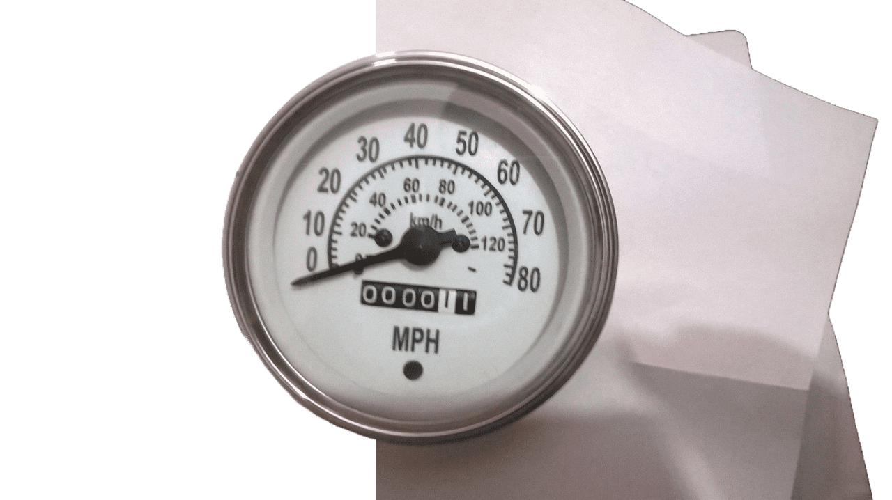 Speedometer for Willys 80 mph /120 kmph dual scale white chrome Bezel ...