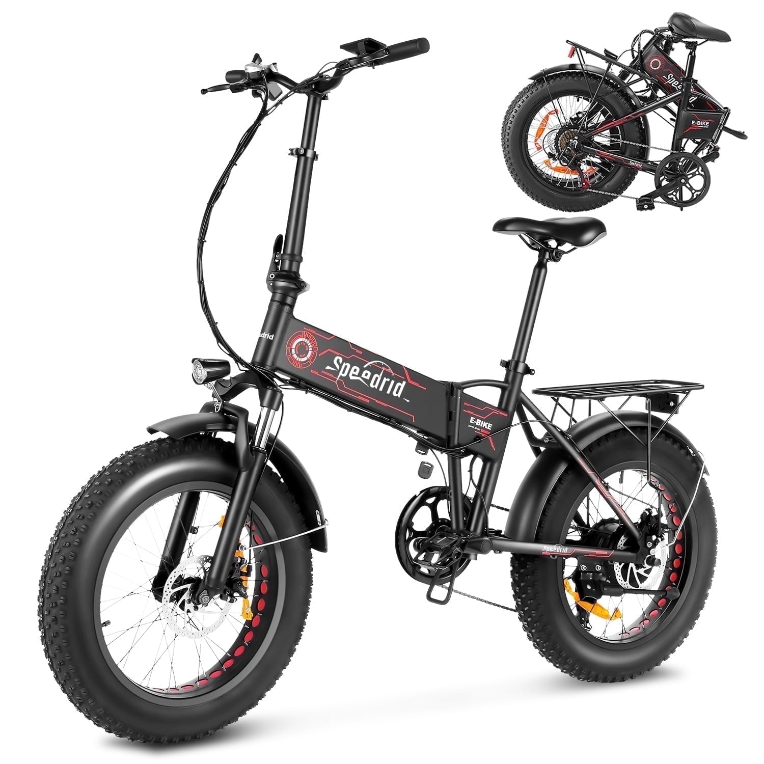 Speedrid Folding Electric Bike, 20" X 4.0" Fat Tire Electric Bike with ...