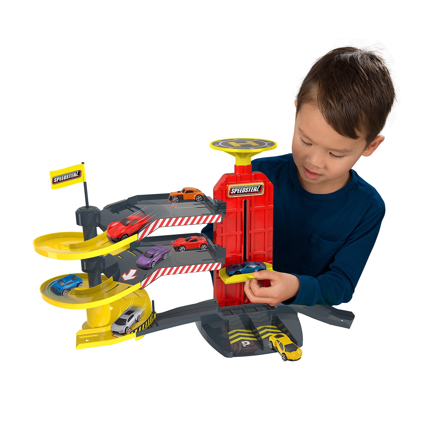 Speedsterz City Park & Drive Garage Play Set - Includes 5 Realistic Die ...