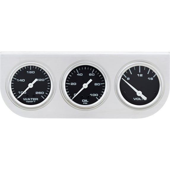 Speedway Automotive 3-Gauge Set with Aluminum Panel, Black, Brushed ...