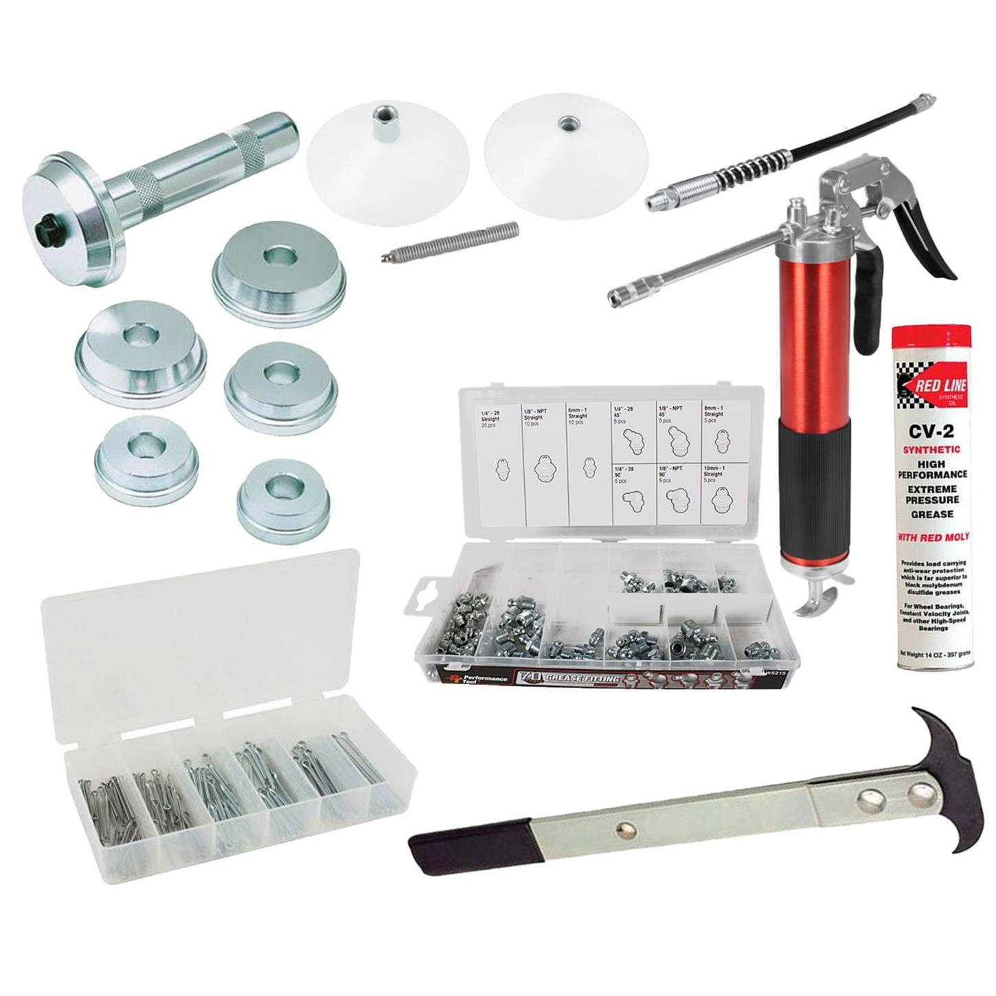 Speedway Deluxe Grease Gun Kit with Packer, Puller, Driver, Zerks ...