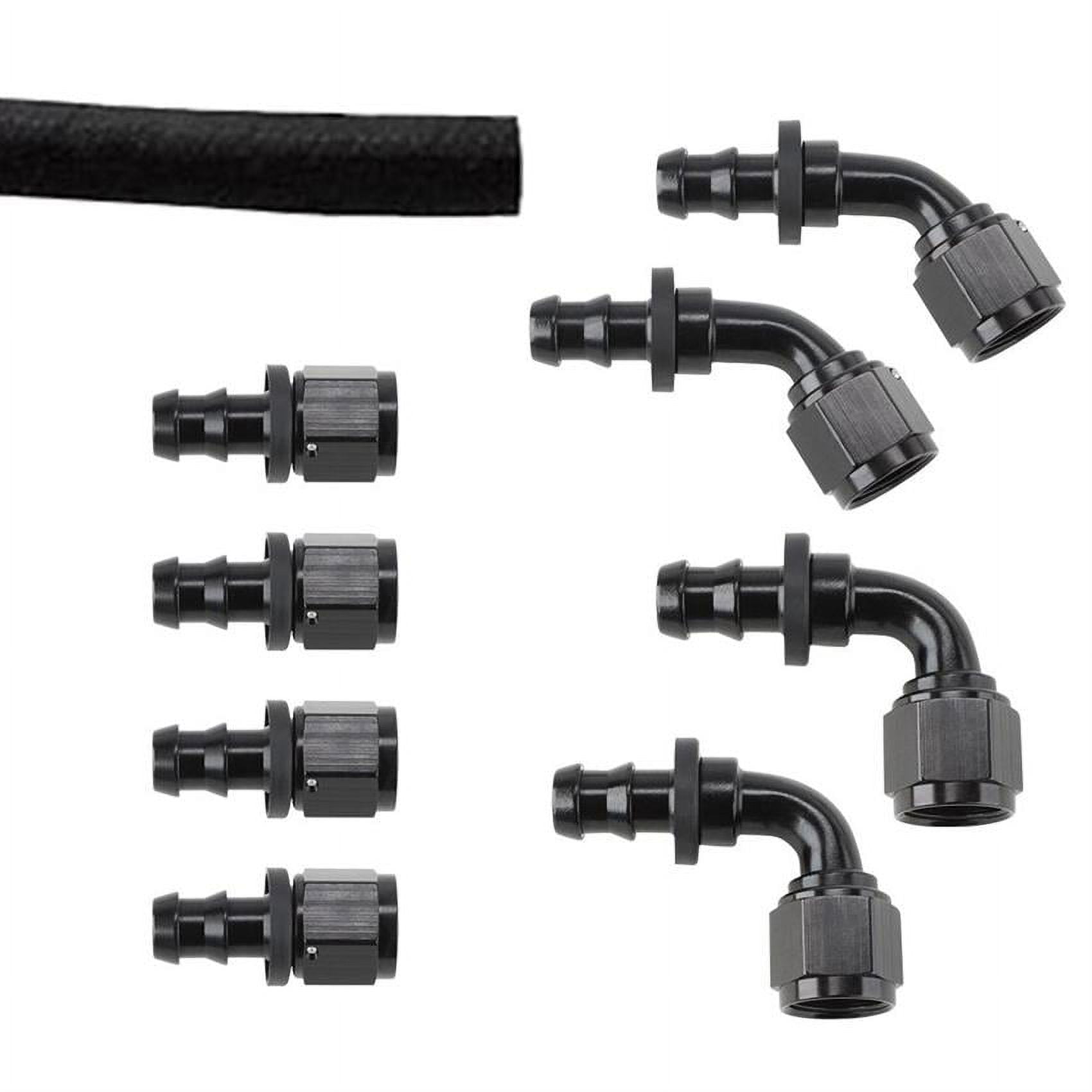 Speedway Motors 8 AN Black Fuel Line Kit, 20 ft Black Push-On Hose with ...