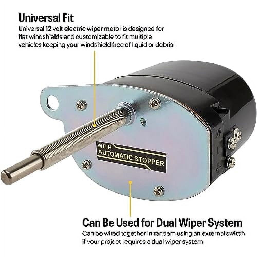 Speedway Motors Universal Electric Windshield Wiper Motor Kit, 12 Volt ...