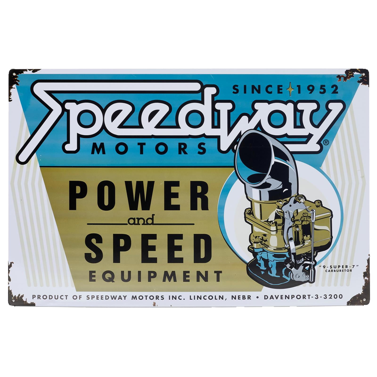 Speedway Motors Vintage Tin Sign Collection, Power and Speed Garage ...
