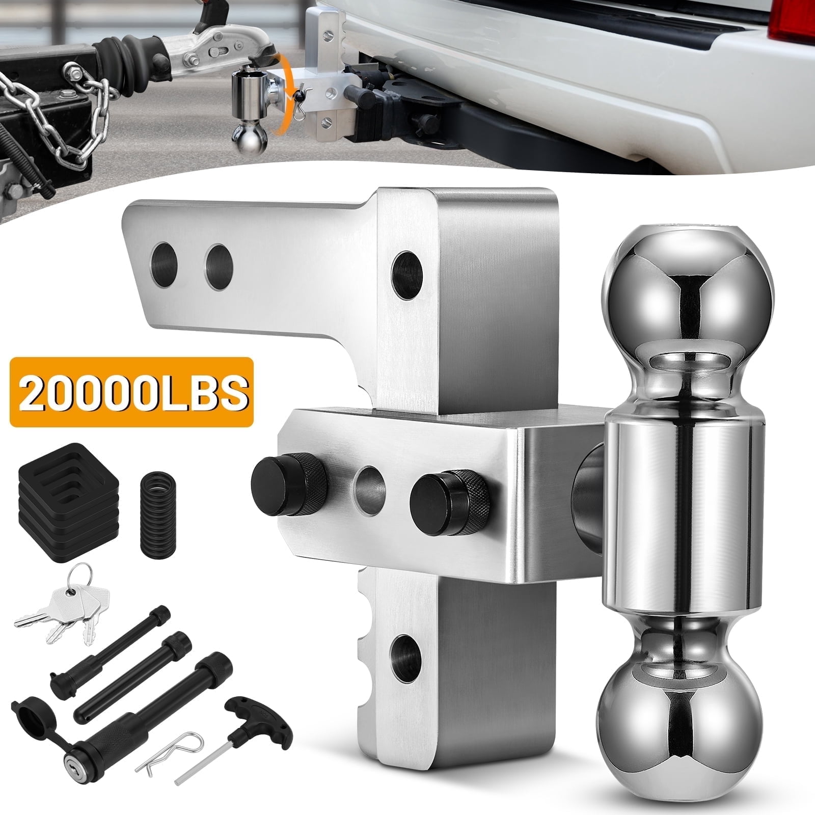 SPEEDWOW 20,000 lbs Heavy Duty Adjustable Trailer Hitch, 2" Hitch ...