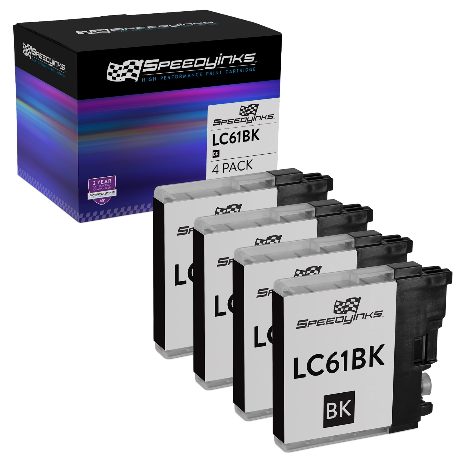 Speedy Inks - 4 Pack Brother Compatible LC61Bk Printer Inkjet Cartridge ...