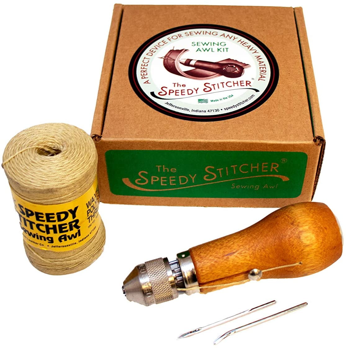 Speedy Stitcher Sewing Awl Kit with 180-yard Tube of Thread, Natural ...