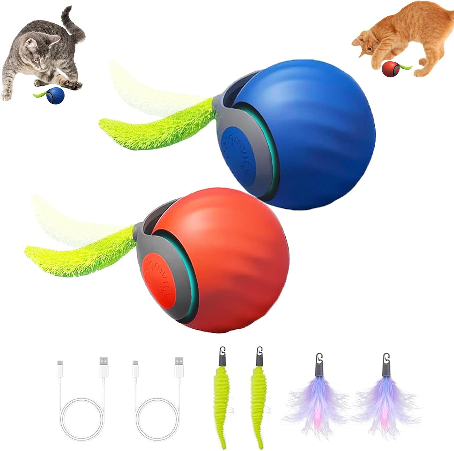Speedy Tail 2.0 Toy, 2Packs and 4 Tails Speedy Tail 2.0 Automatic Moving Toys Ball, Interactive ...