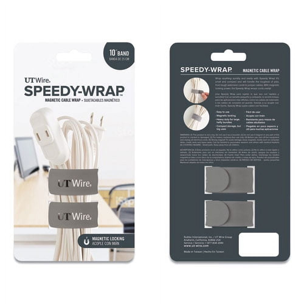 Speedy-Wrap Magnetic Cable Wrap, 0.82" X 10", Gray, 2/pack | Bundle of ...
