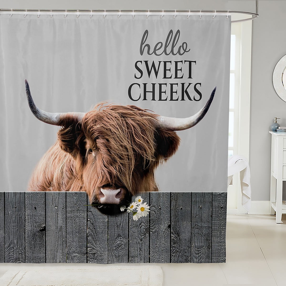 Spefrowx Cow Print Shower Curtain Highland Cow Shower Curtain Farm ...