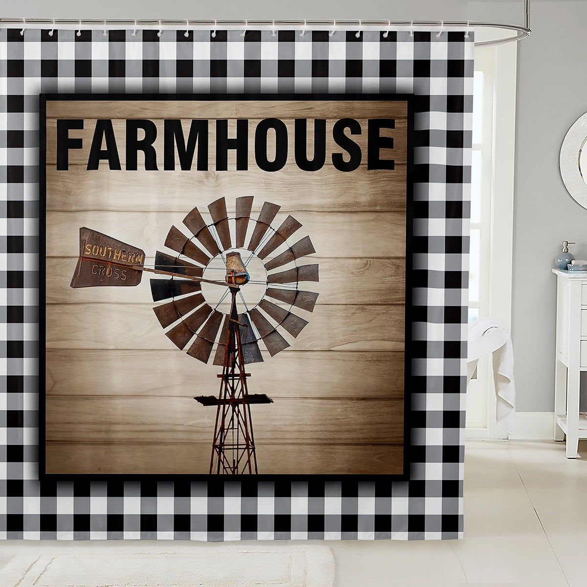 Spefrowx Windmill Shower Curtain Farmhouse Bathroom Shower Curtain Sets ...