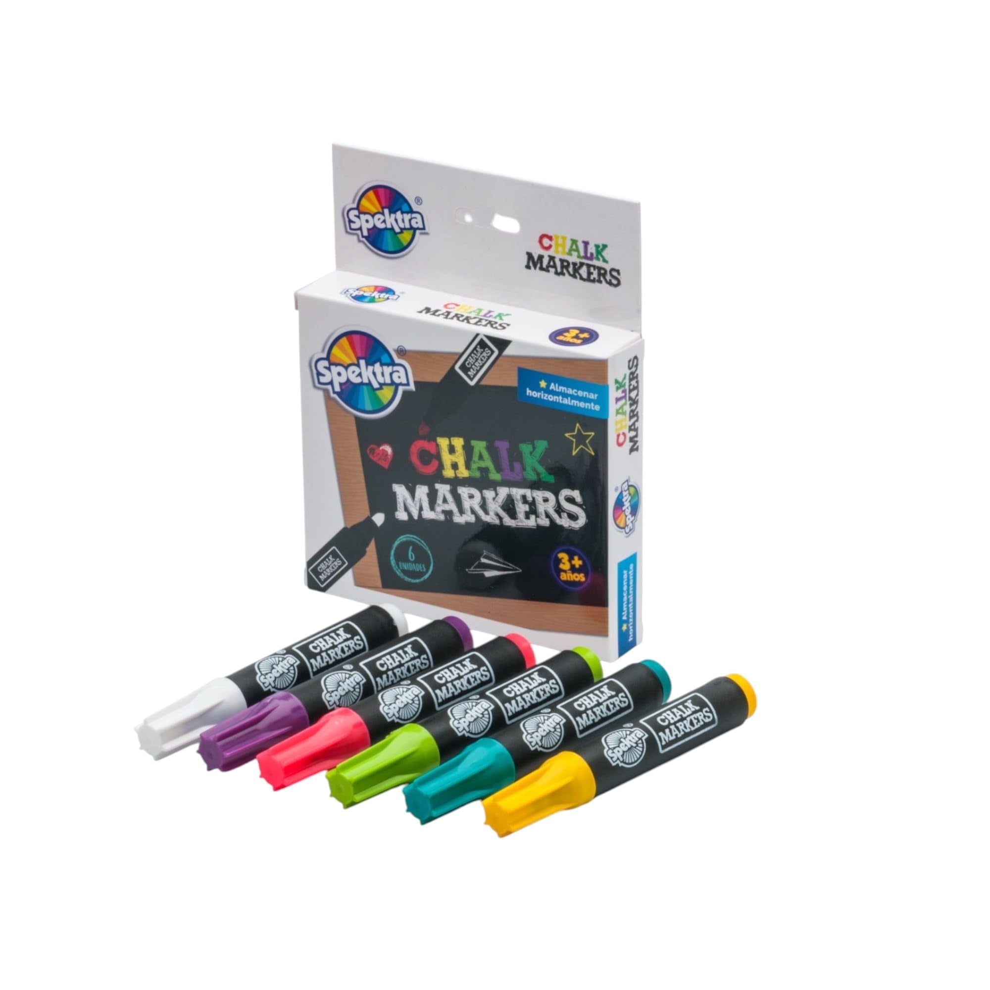 Spektra Chalk Markers for Black Surfaces – 6 Assorted Colors, Easy to ...