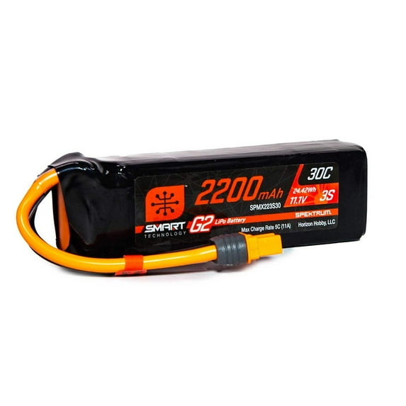Spektrum RC 3S Smart G2 LiPo 30C Balance Pack, 11.1V/2200mAh, IC3 Connector Airplane Batteries ...