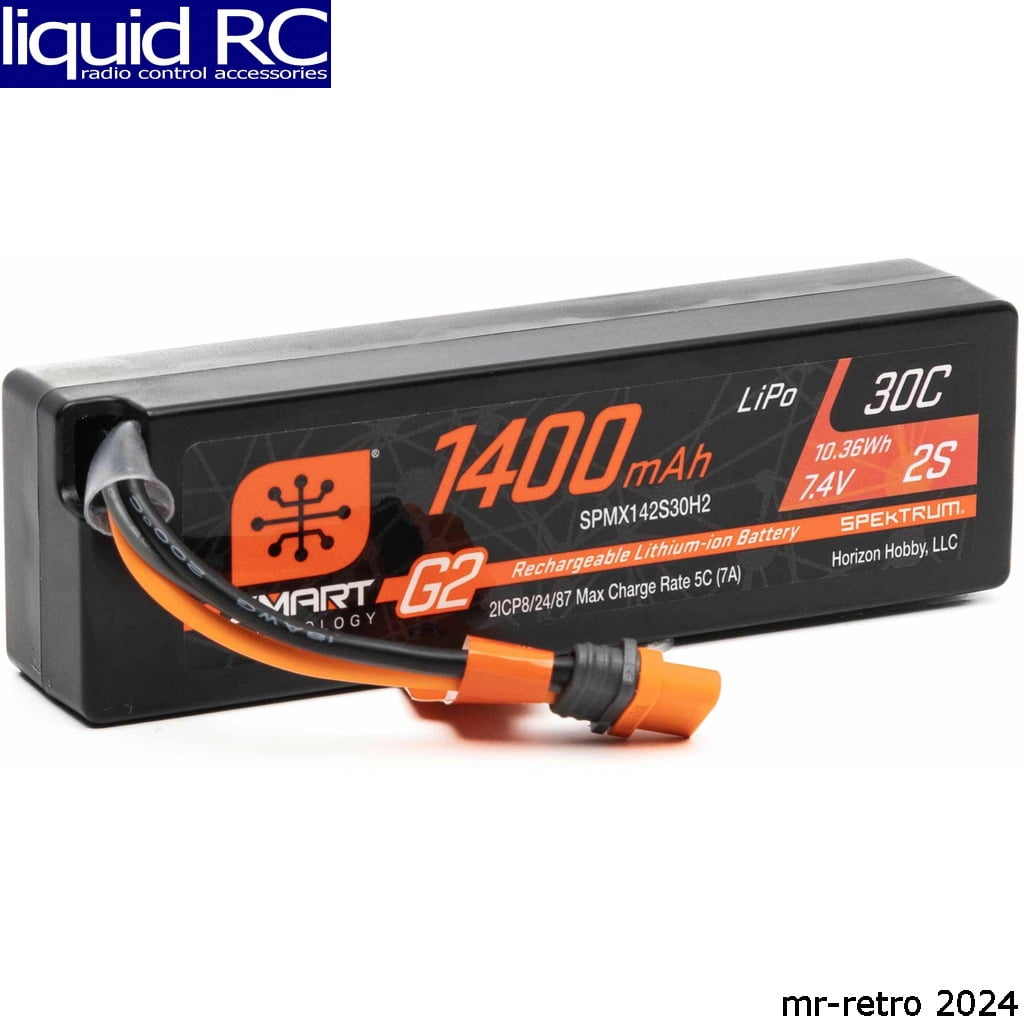 Spektrum Accessories, LiPo Battery, 1400mAh 2S 7.4V Smart G2 30C IC2 ...