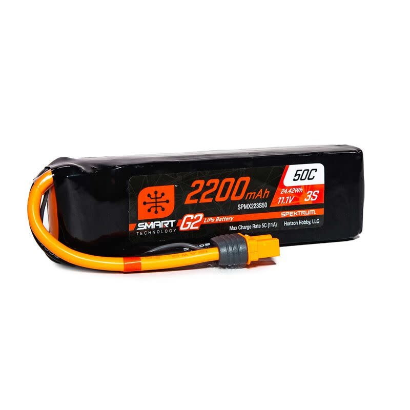 Spektrum Accessories 2200mAh 3S 11.1V Smart G2 LiPo 50C IC3 SPMX223S50 ...