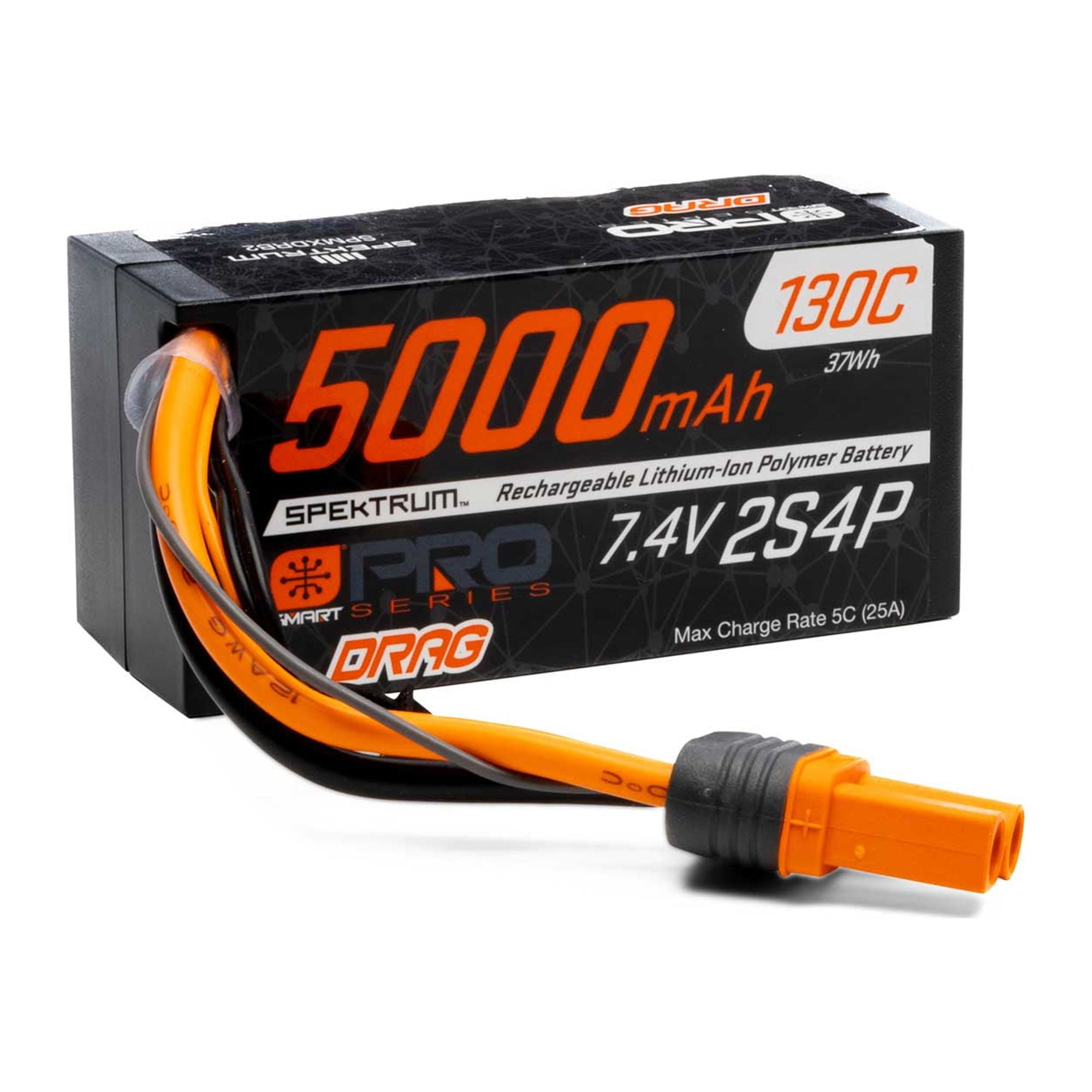 Free Shipping! Spektrum SMART 5000mAh 2S4P 7.4V Smart Pro Drag LiPo ...