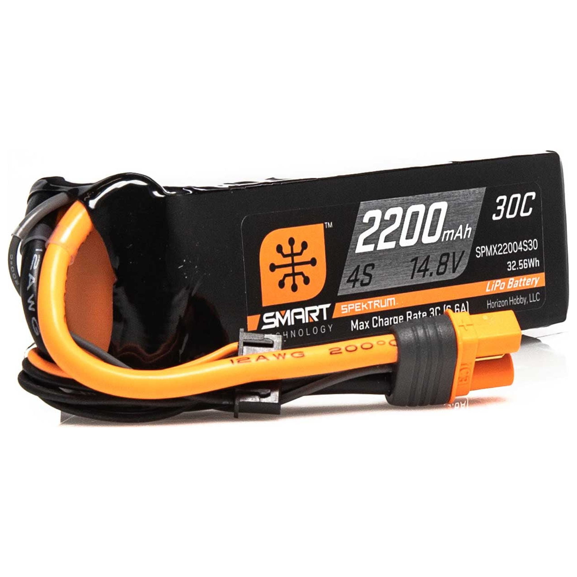 Spektrum RC Smart LiPo 4S 30C Battery Pack, 14.8V/2200mAh, IC3 Connector, Self-Discharge ...