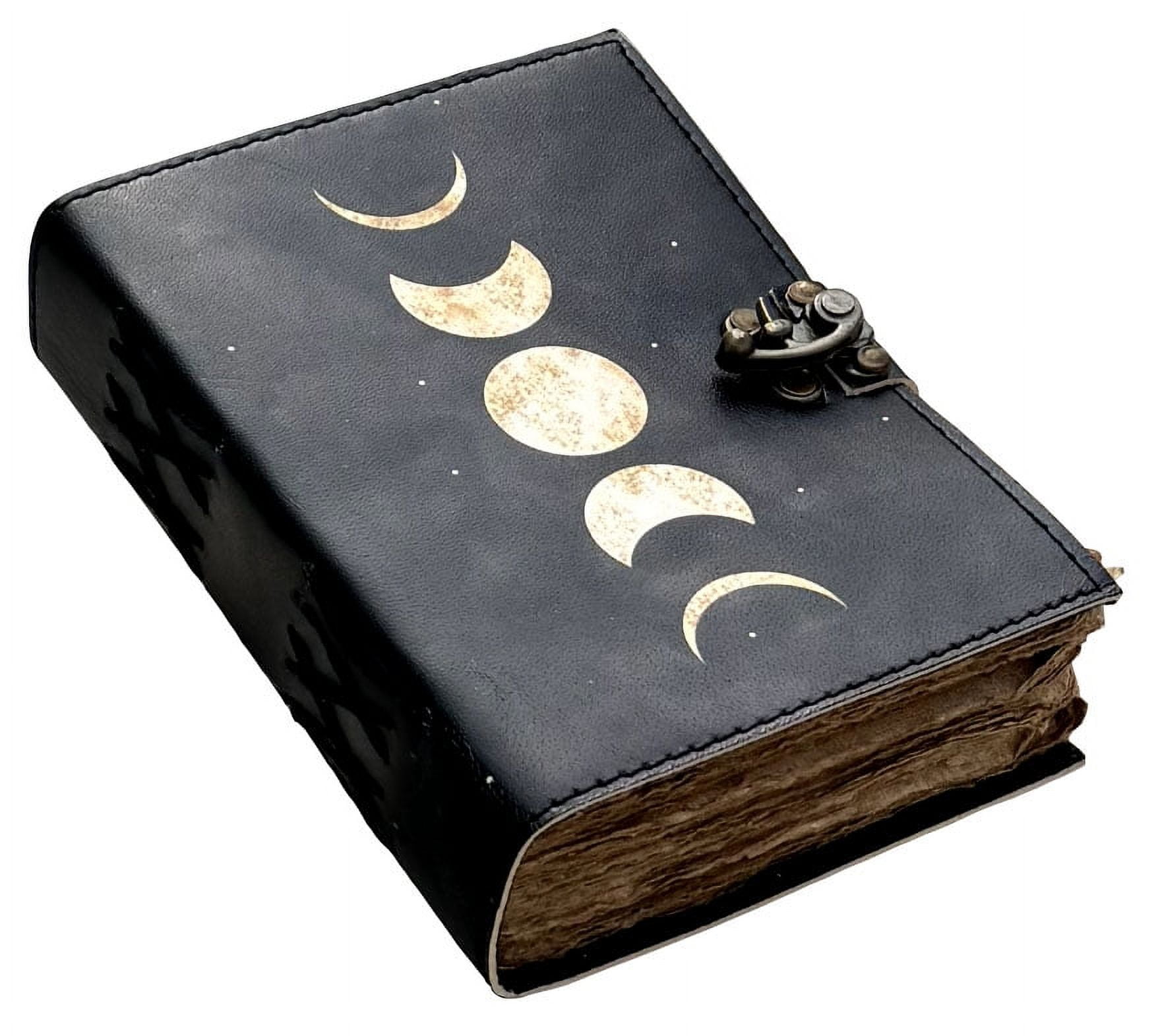 Spell Book of Shadows Moon Phases Leather Journal Grimoire With Vintage ...