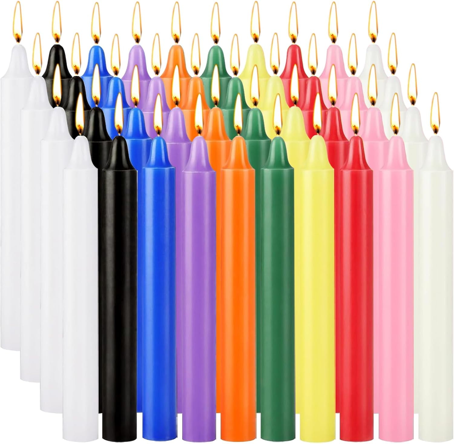 Spell Candles 40 Pack Bulk - 4 Inch Colored Mini Taper Candles for ...