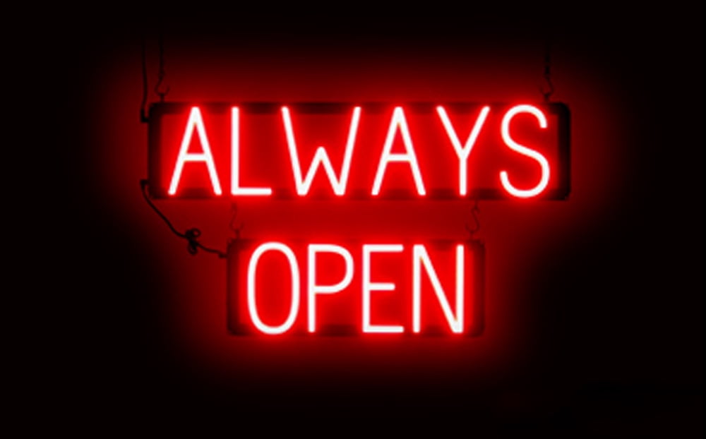 SpellBrite ALWAYS OPEN Neon-LED Sign for Business. 27.0" x 15.0" Ultra ...