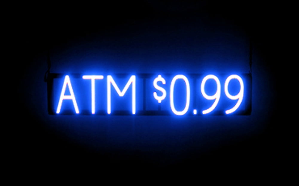 SpellBrite ATM $0.99 LED Sign for Business. 30.5" x 6.3" Blue ATM $0.99 ...